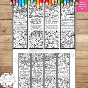 Psalm 121 Coloring Bible Verse Bookmarks, KJV Scripture Christian ...