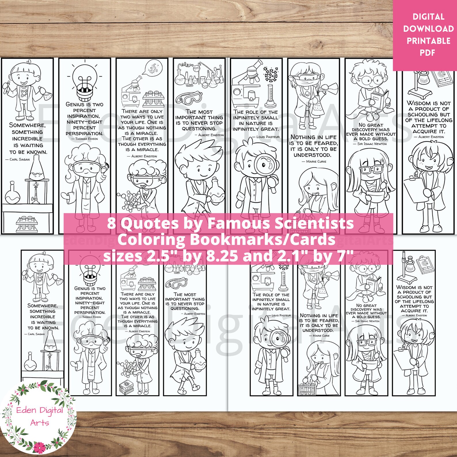 Famous Scientists Quotes Coloring Bookmarks for Kids Back to - Etsy