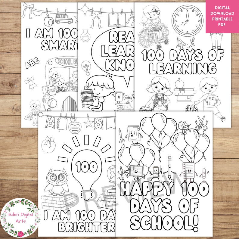 100 Days of School Coloring Pages Classroom Colouring Posters - Etsy