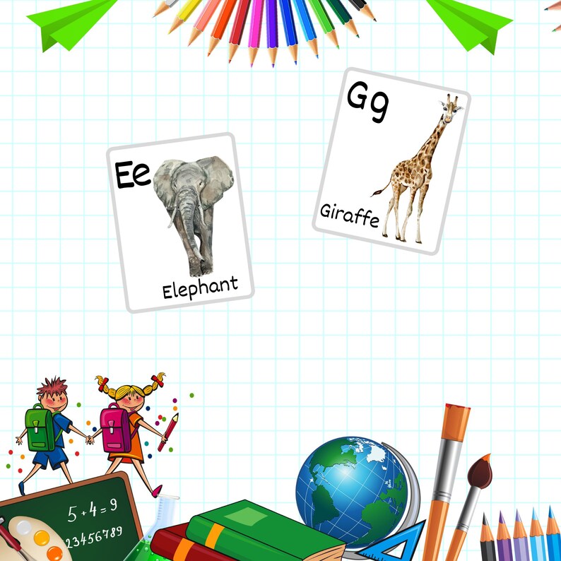 Watercolor Animal Alphabet Flashcards Montessori Educational - Etsy