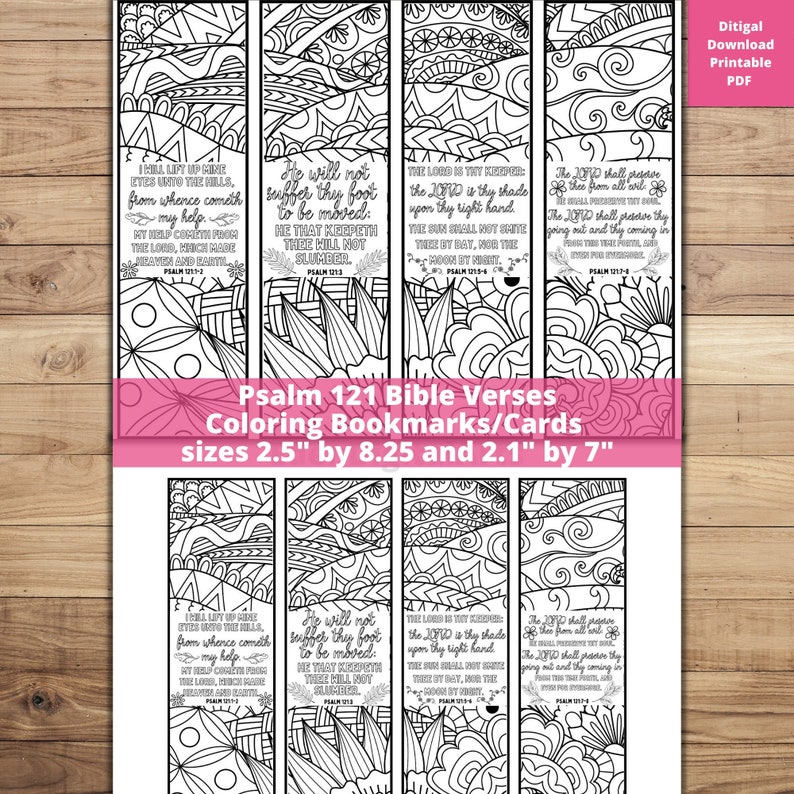 Psalm 121 Coloring Bible Verse Bookmarks KJV Scripture - Etsy