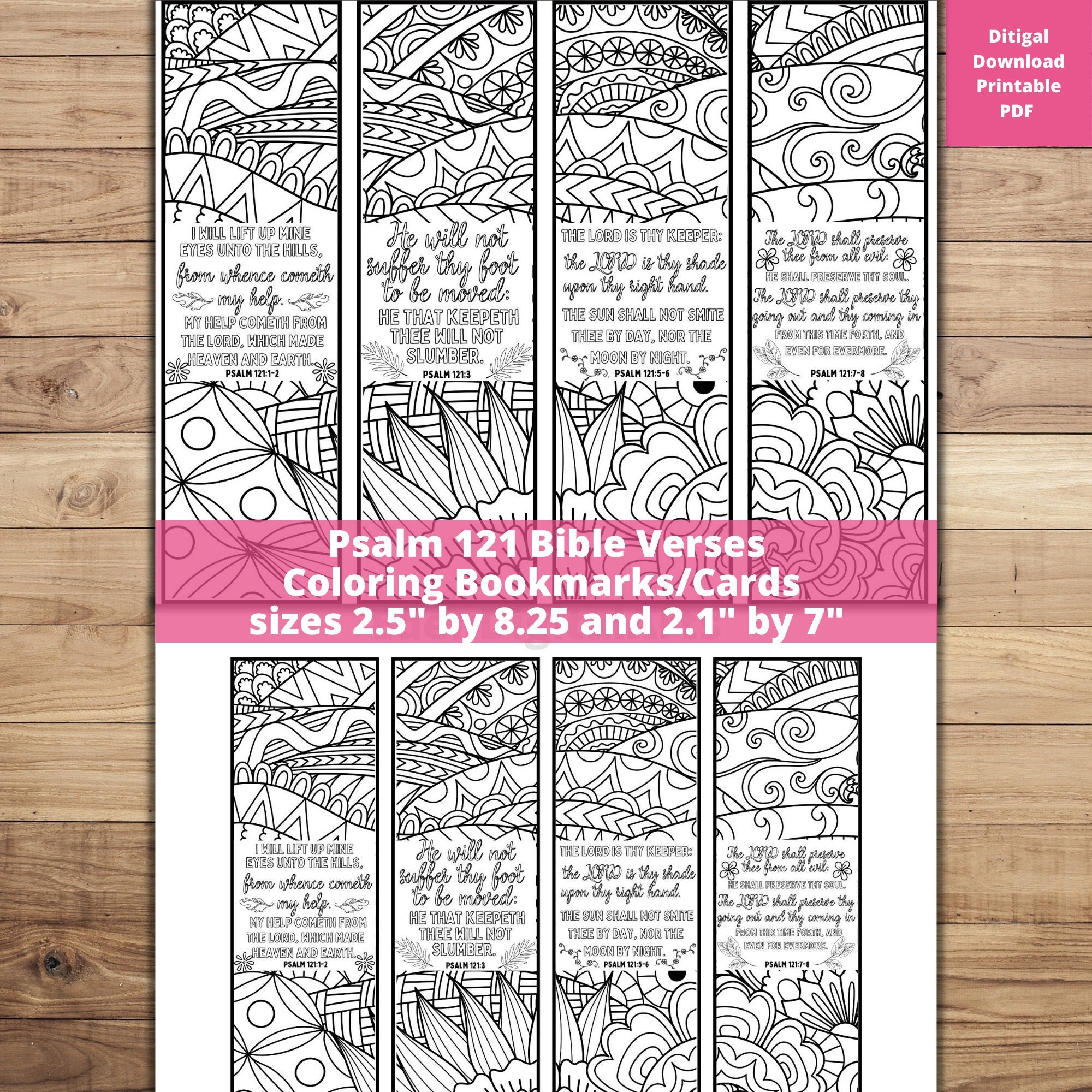 Psalm 121 Coloring Bible Verse Bookmarks KJV Scripture - Etsy UK
