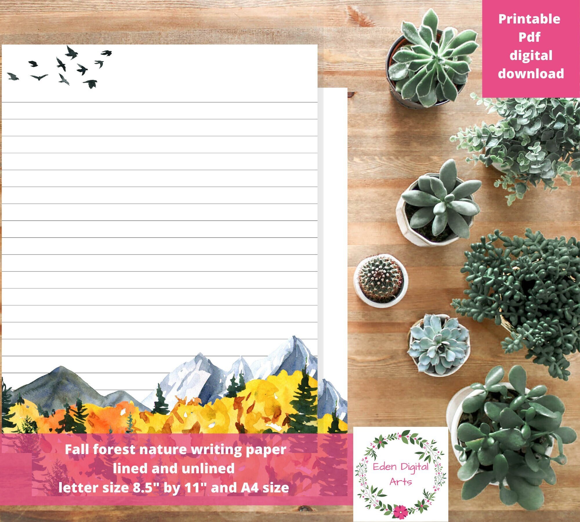 Fall Forest Stationery Writing Paper Lined Unlined A4 & - Etsy
