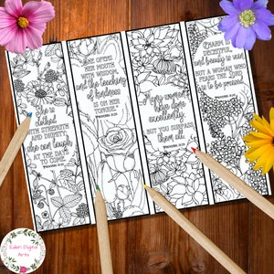 Proverbs 31 Coloring Bible Verse Bookmarks Cards, Scripture & Garden ...