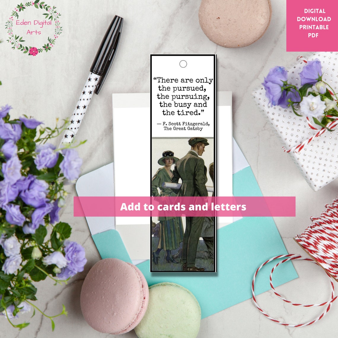 The Great Gatsby Quotes Bookmarks DIY Gift Tags for Novel - Etsy