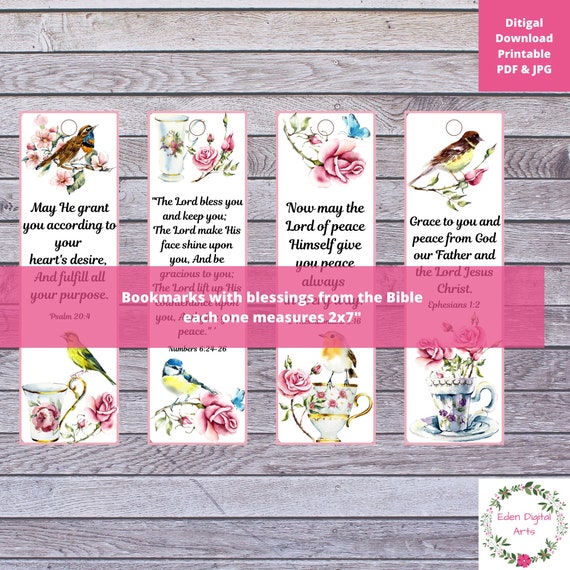 Birds & Blessings Bible Verse Bookmarks Gift Tags Scripture - Etsy