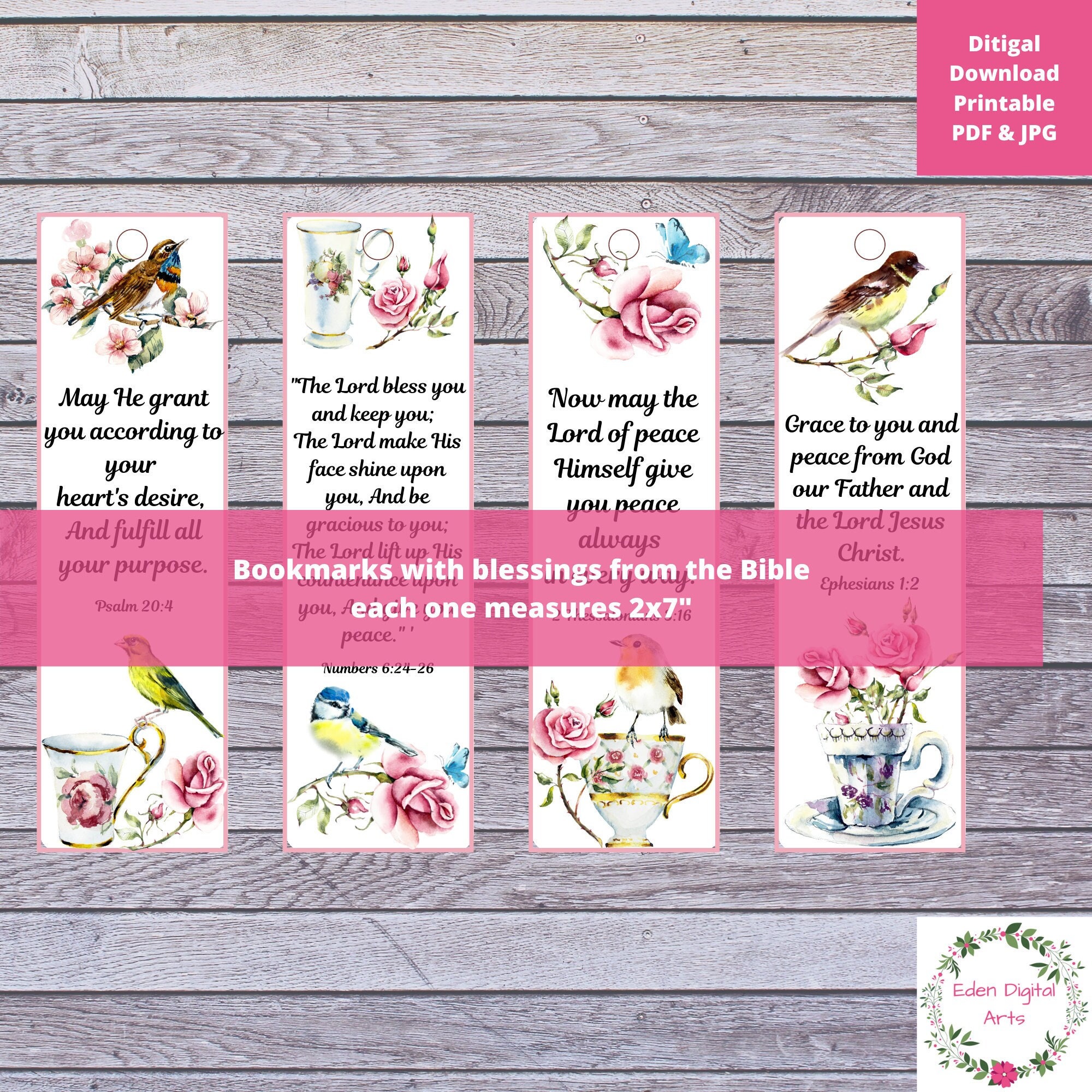 Birds & Blessings Bible Verse Bookmarks Gift Tags Scripture - Etsy