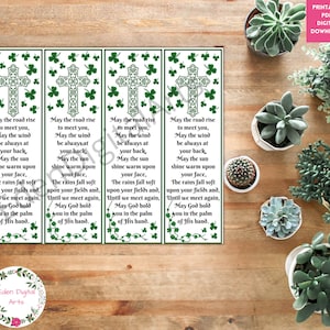 Old Irish Blessing Bookmarks, Celtic Cross Prayer Cards, St Patrick's ...