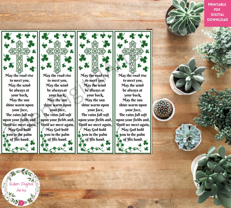 Old Irish Blessing Bookmarks, Celtic Cross Prayer Cards, St Patrick's ...