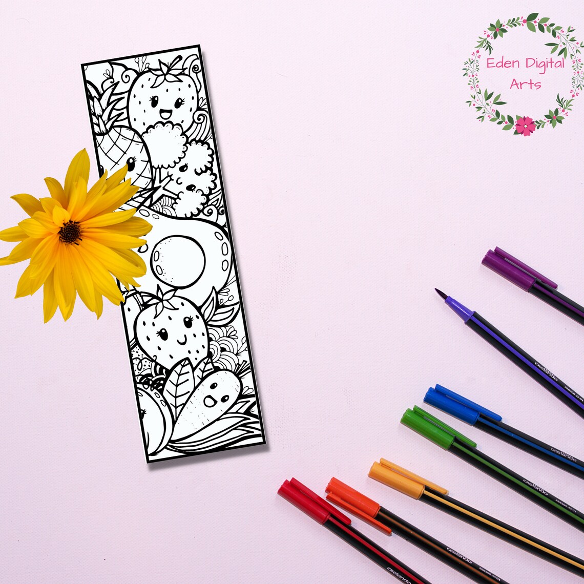 Cute Kawaii Fruit Coloring Bookmarks for Kids or Adults - Etsy