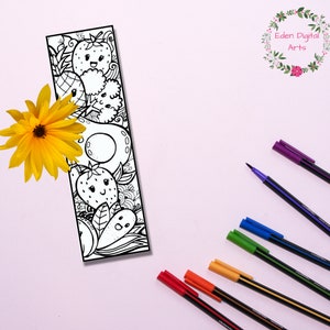Cute Kawaii Fruit Coloring Bookmarks for Kids or Adults, Healthy Food ...