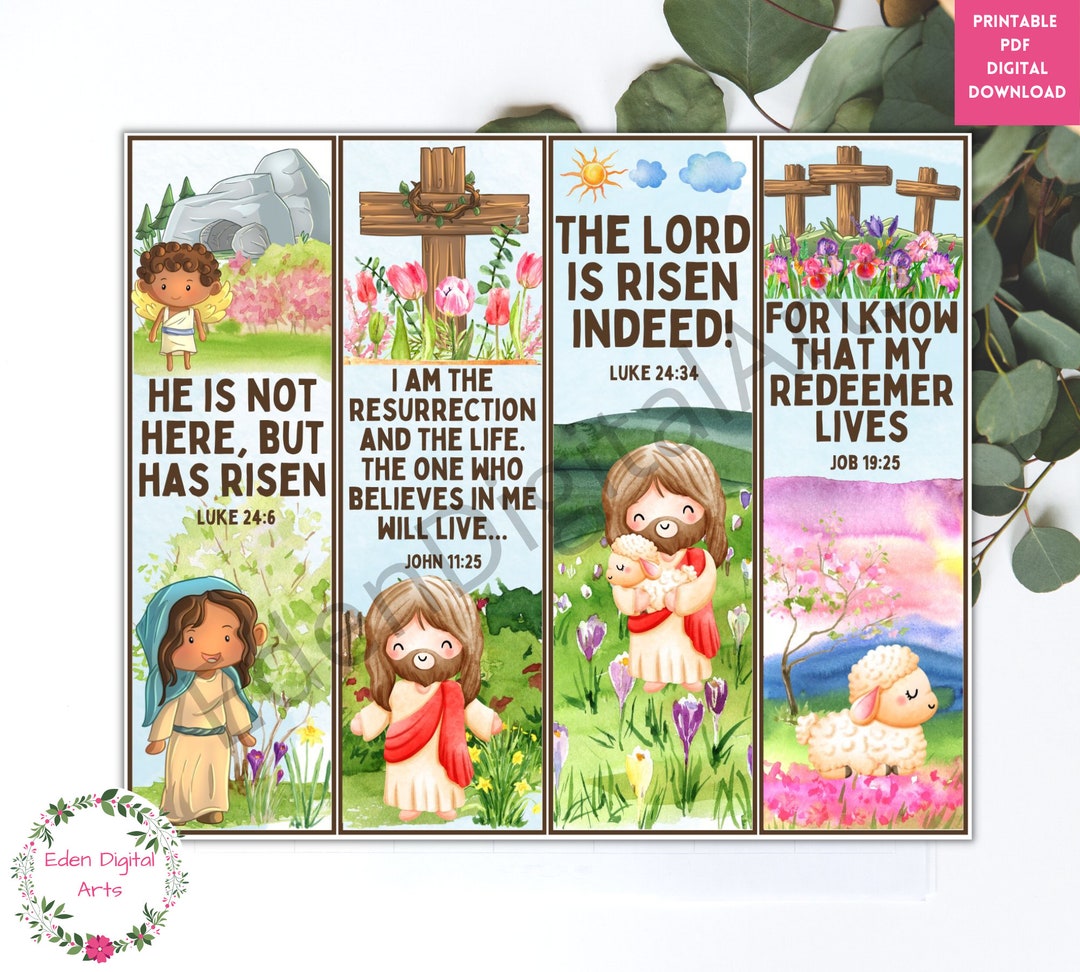 Cute Easter Bookmarks for Kids With Bible Verses, Christian Scripture ...