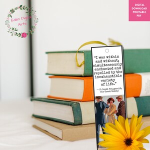 The Great Gatsby Quotes Bookmarks DIY Gift Tags Printable for Book ...