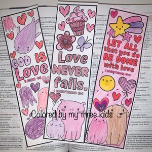 Color Your Bookmarks Love Bible Verses & Cute Animals Christian ...