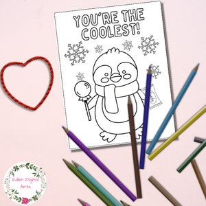 Cute Animal Puns DIY Mini Coloring Valentines Cards for Kids, Random ...