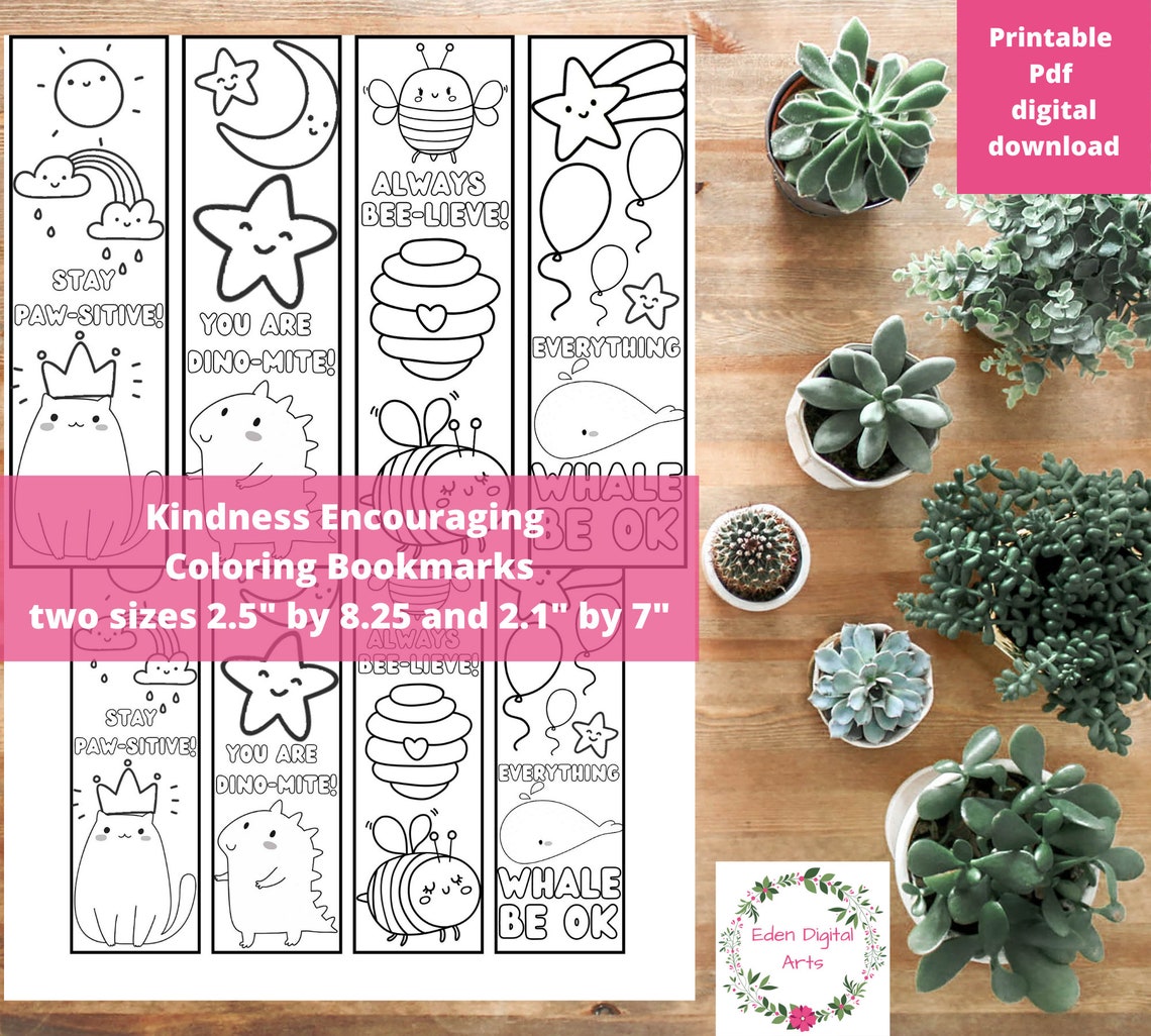 Coloring Bookmarks for Kids Encouraging Animal Puns Cute - Etsy