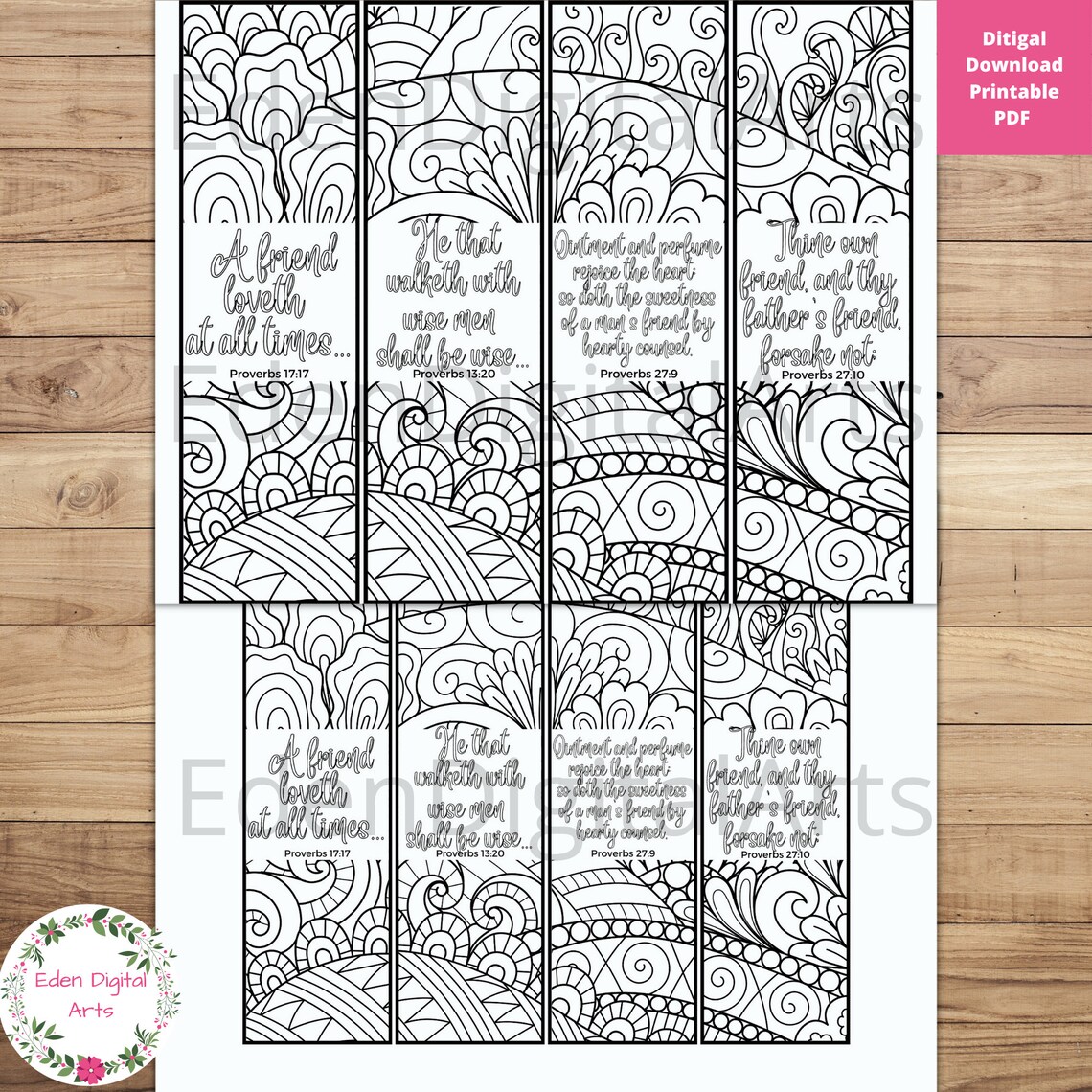 Friendship Proverbs Bible Coloring Bookmarks KJV Scripture | Etsy