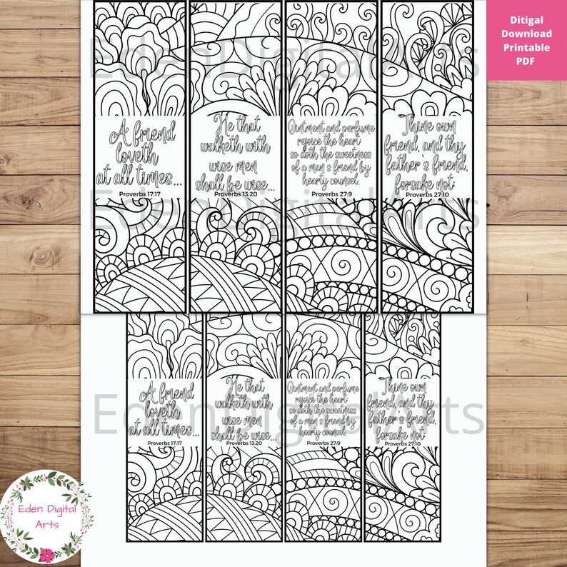 Friendship Proverbs Bible Coloring Bookmarks KJV Scripture | Etsy