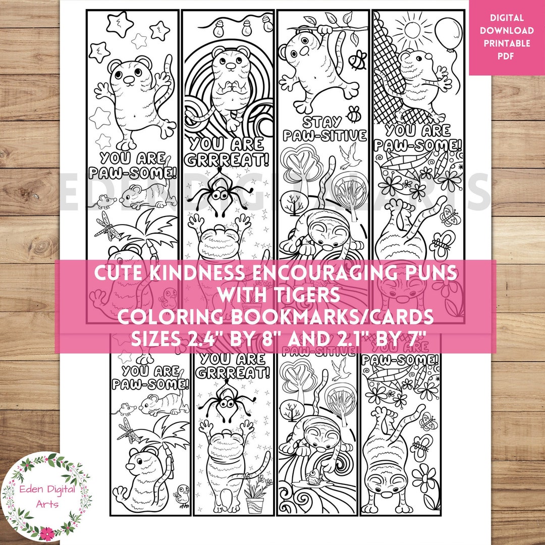 Cute Animal Puns Valentines Friendship Coloring Bookmarks for Kids ...