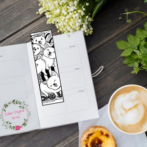 Cute Kawaii Animals Coloring Bookmarks for Kids and Adults, Random Acts ...