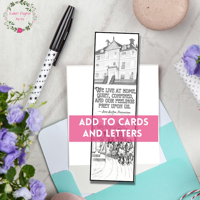 Persuasion Quotes by Jane Austen Coloring Bookmarks Literary - Etsy