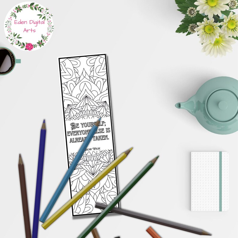 Oscar Wilde Quotes Mandala Coloring Bookmarks Book Club - Etsy