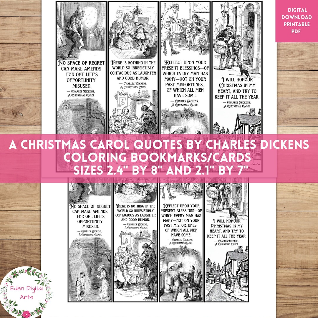 Christmas Carol Quotes Coloring Bookmarks, Charles Dickens Book Club ...