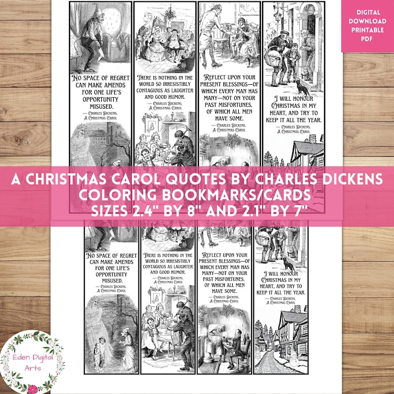 Christmas Carol Quotes Coloring Bookmarks Charles Dickens Book Club ...