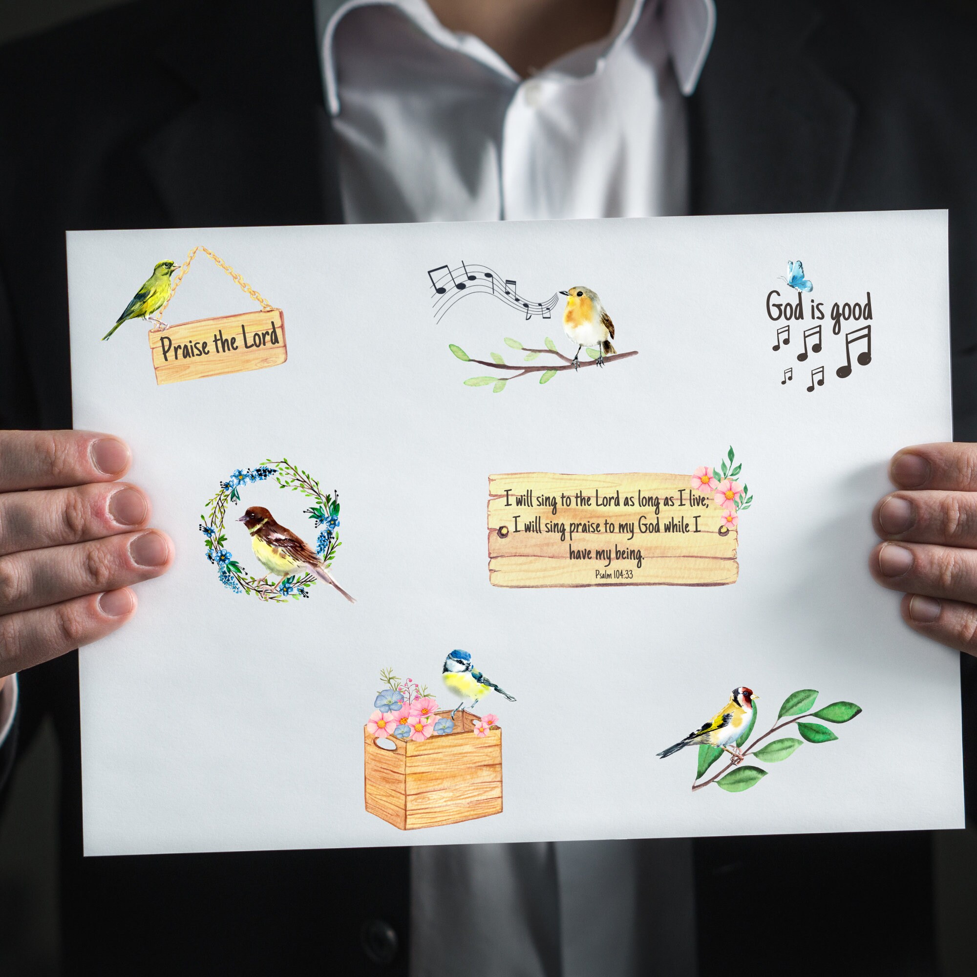 Psalms Bible Verse Birds Stickers Print & Cut Christian Faith | Etsy