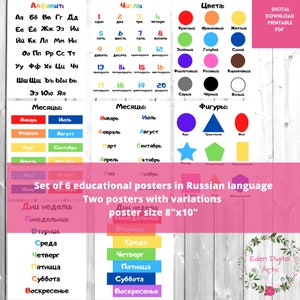 Educational Posters in Russian Language for Kids, Printable PDF Set of ...