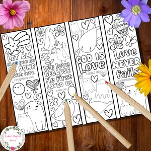 Color Your Bookmarks Love Bible Verses & Cute Animals Christian ...