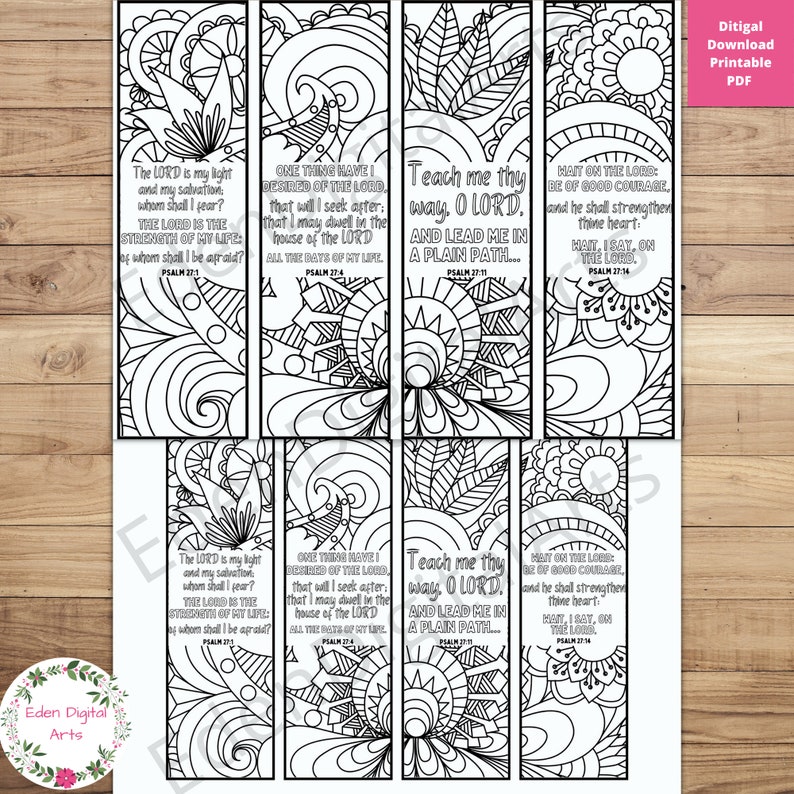 Psalm 27 Coloring Bible Verse Bookmarks KJV Scripture - Etsy