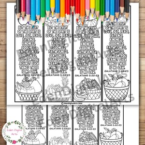 Fruit of the Spirit Bookmarks to Color Galatians 5 Bible Verses ...