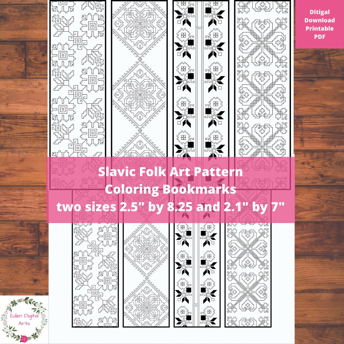 Slavic Folk Art Pattern Coloring Bookmarks Cultural Craft | Etsy