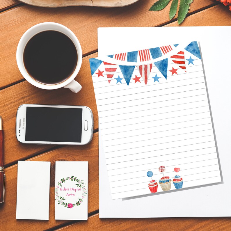 Patriotic Writing Paper Printable Stationery Lined and Blank - Etsy