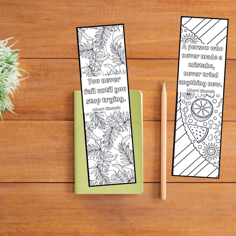 Einstein Quotes Coloring Bookmarks Inspirational Printable DIY | Etsy