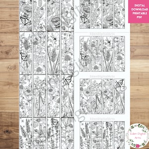 Field Wild Flowers Herbs Coloring Bookmarks or Cards, Relaxing ...