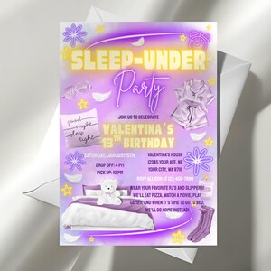 Sleep Under Birthday Party Invitation Template Girl Slumber Sleepover ...