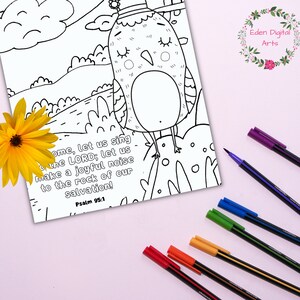 Psalms Bible Verses Doodle Coloring Pages With Cute Birds in the Garden ...