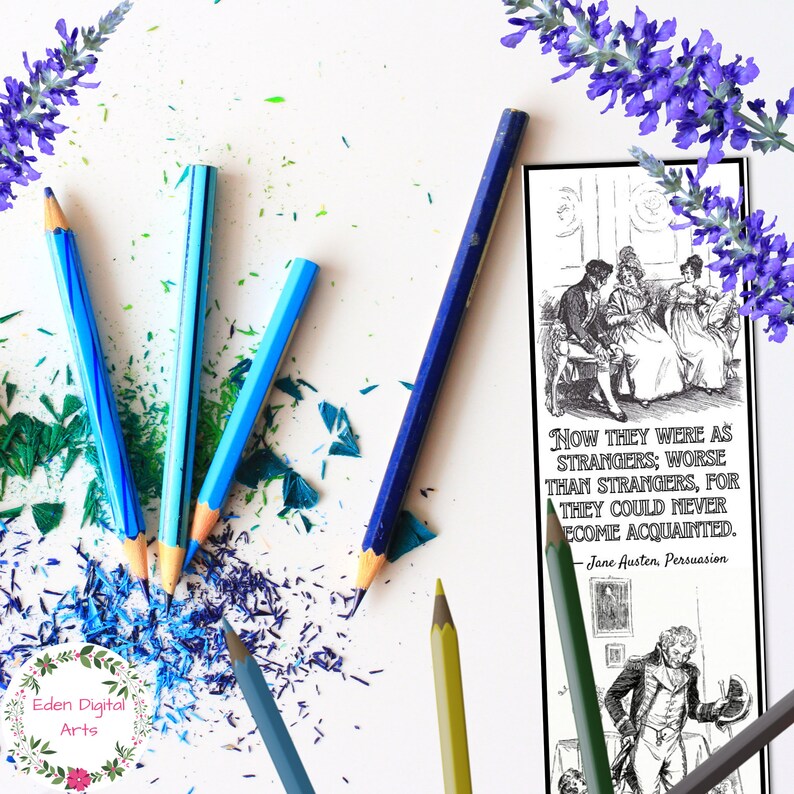Persuasion Quotes by Jane Austen Coloring Bookmarks Literary - Etsy