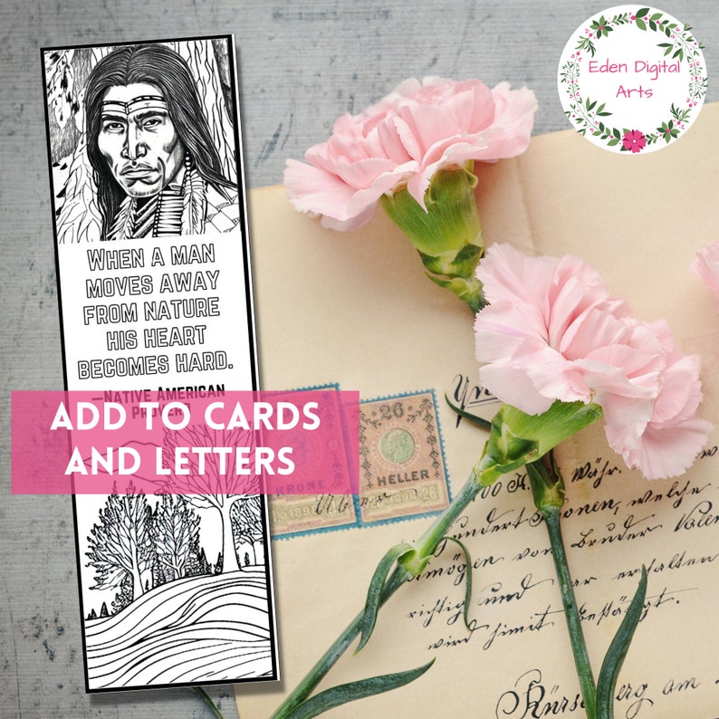 Native American Proverbs Coloring Bookmarks Nature Quotes Indigenous ...