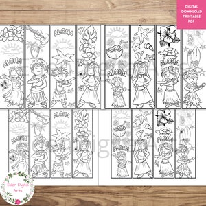 Hawaiian Tropical Luau Party Coloring Bookmarks, Hula Dancers AAPI ...