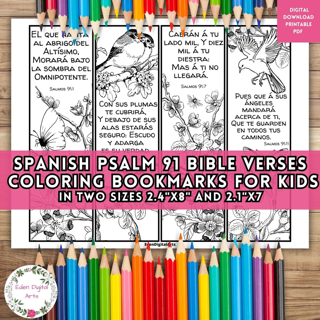 Spanish Language Psalm 91 Bible Verses Coloring Bookmarks En Espanol ...