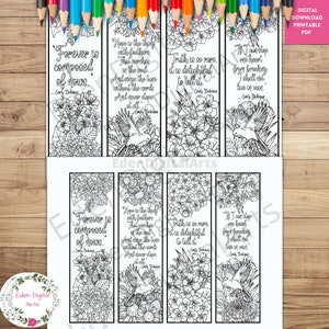 Emily Dickinson Quotes Coloring Bookmarks, Literary DIY Gift Tags Cards ...