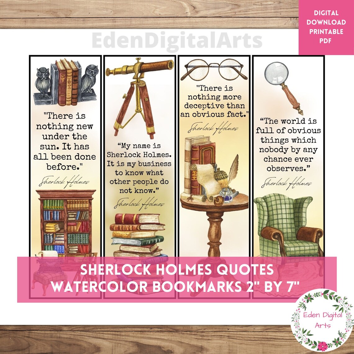 Sherlock Holmes Quotes Bookmarks Watercolor Aesthetic Arthur - Etsy