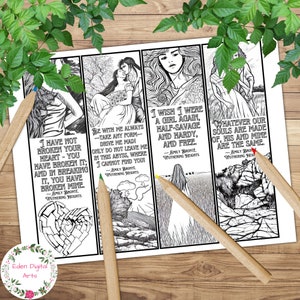 Wuthering Heights Quotes Coloring Bookmarks, Emily Bronte Book Club ...