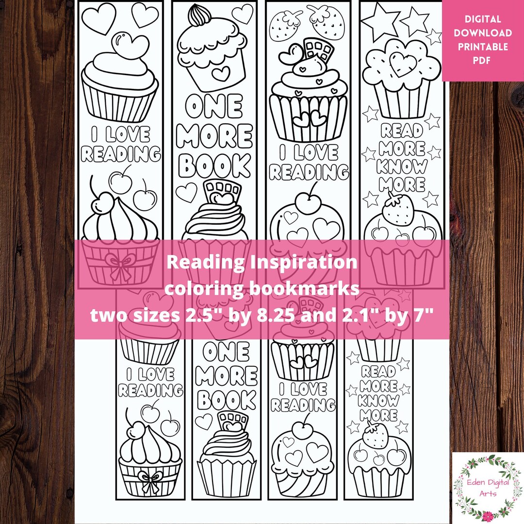 Cupcakes Reading Coloring Bookmarks for Kids, Classroom Students ...