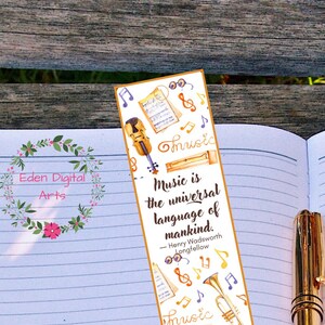 Famous Quotes About Music Bookmarks, Musical Inspirational Cards or ...