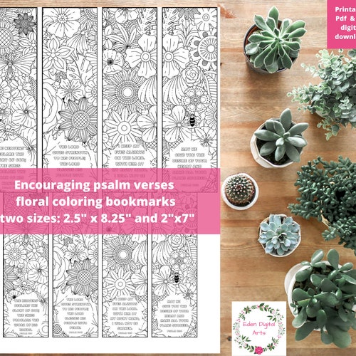 Floral Psalms Bible Verse Coloring Bookmarks Scripture - Etsy