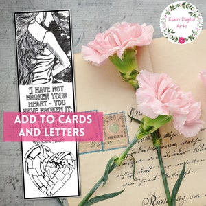 Wuthering Heights Quotes Coloring Bookmarks, Emily Bronte Book Club ...